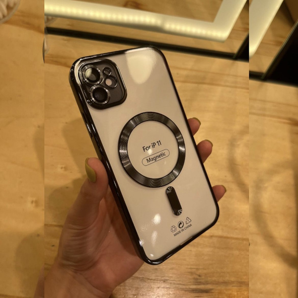 Роскошный чехол черный на IPhone Айфон 11 MagSafe для беспроводной ...