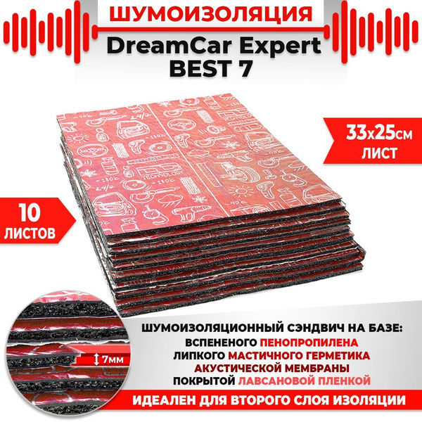 Шумоизоляция 4х слойная DreamCar Expert Best 7мм (33 х 25см) - 10 ...