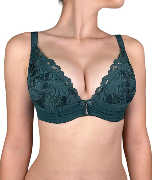 Бюстгальтер Женский VE.NU.S на косточках, размер 85C темно-зеленый Полиамид, Эластан Офисный ...