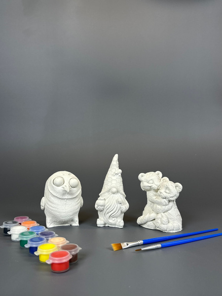 Гипсовые фигуры для раскрашивания "Совенок, Гном, Тигрята" 3D (в ...