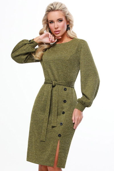 Платье с длинным рукавом трикотажное с поясом DStrend, Женский, Демисезон, размер 54, материал ...