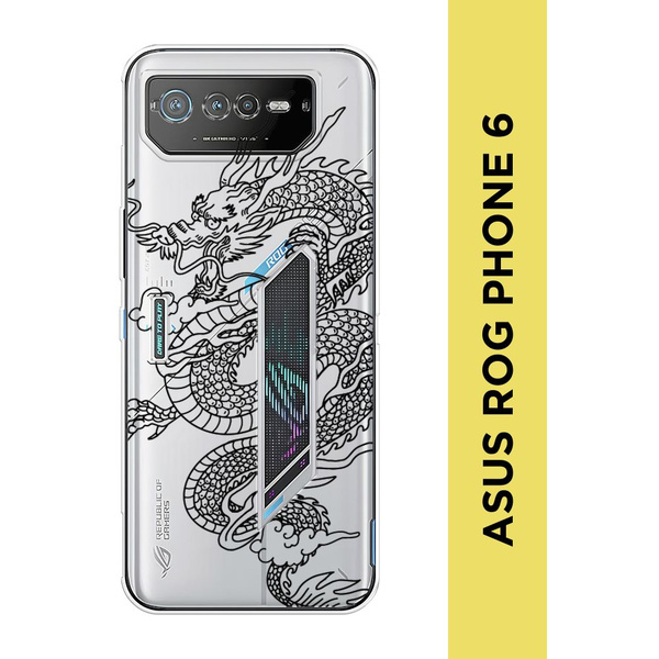 Силиконовый чехол на Asus ROG Phone 6 / Асус Рог Фон 6 "Контур дракона ...