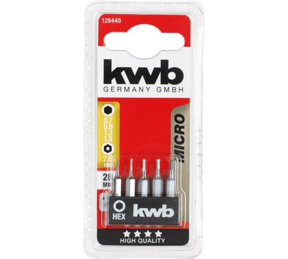 Набор бит KWB 128440, HEX Micro, 28 мм, 5шт купить на OZON по низкой ...