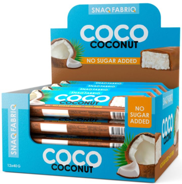 Snaq Fabriq СОСО Кокосовые батончики в шоколаде без сахара "Кокос", 5шт ...