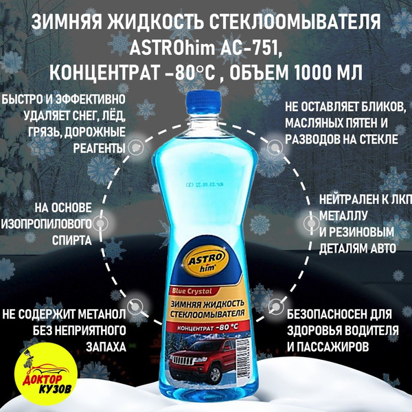 Незамерзайка для автомобиля / Зимняя жидкость стеклоомывателя ASTROhim ...