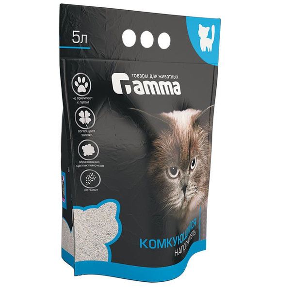 Gamma бентонитовый комкующийся наполнитель для кошачьего туалета, 5 л ...