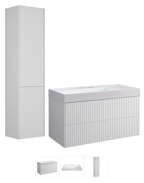 Тумба с раковиной в ванную Belux комплект 3 в 1: тумба подвесная 100 см ...