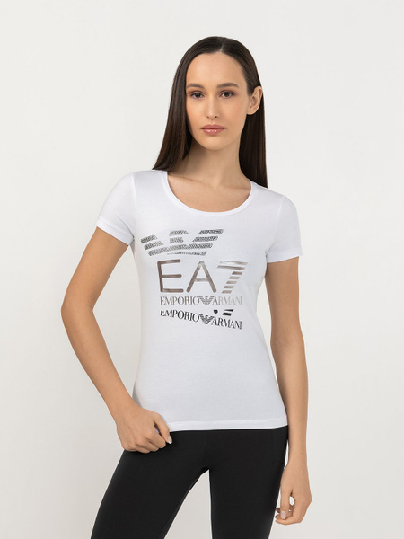 Футболка EA7, размер 46, 48, цвет белый, 95% хлопок, 5% эластан - купить по выгодной цене в ...