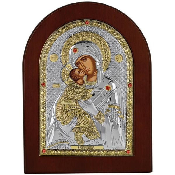 Владимирская икона Божией Матери. Икона в серебряном окладе. 10 x 14 см ...