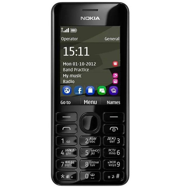Мобильный телефон Nokia 206 ; Мобильный телефон с русской клавиатурой ...