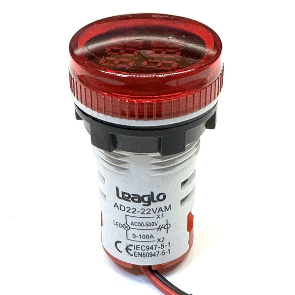 AD22-22VAM-R 220АC Цифровой амперметр и вольтметр 22мм, красный, панель ...