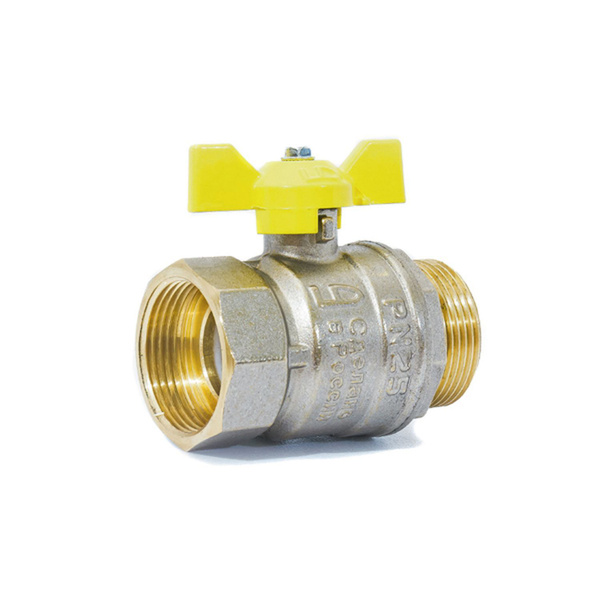 Кран шаровый латунный никелированный 11б27п ДУ 20 (3/4') ВР/ВР бабочка ...