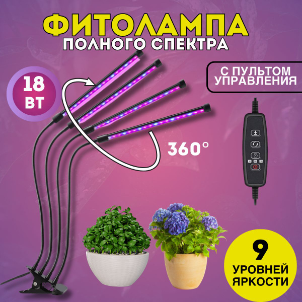 Фитолампа для растений полный спектр, лампа для рассады - купить с ...