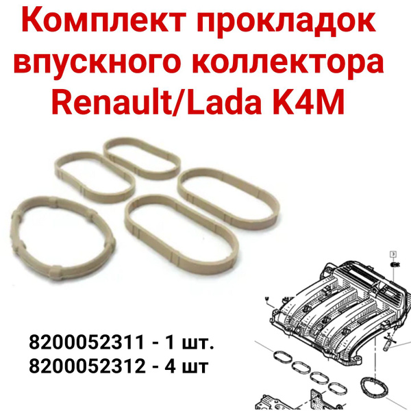 Комплект прокладок впускного коллектора Renault/Lada Largus Logan K4M ...