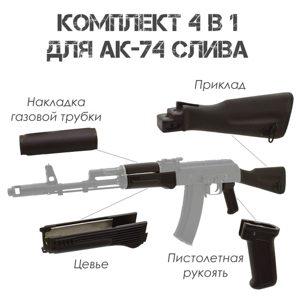Комплект обвеса для АК-74 Слива (Набор 4 в 1) Приклад, цевье ...