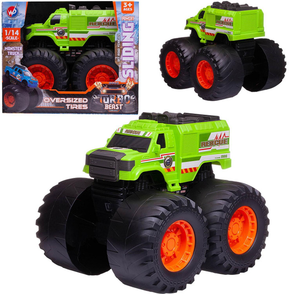 Машинка Junfa Джип-внедорожник 4х4 Турбо зверь 1:14, зеленая, служба спасения - купить с ...