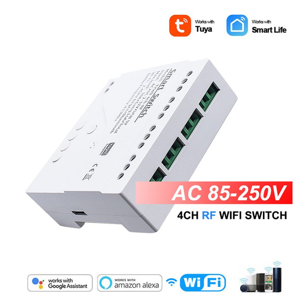 90-250V Tuya 4-канальный Smart WiFi Bluetooth Переключатель реле с ...