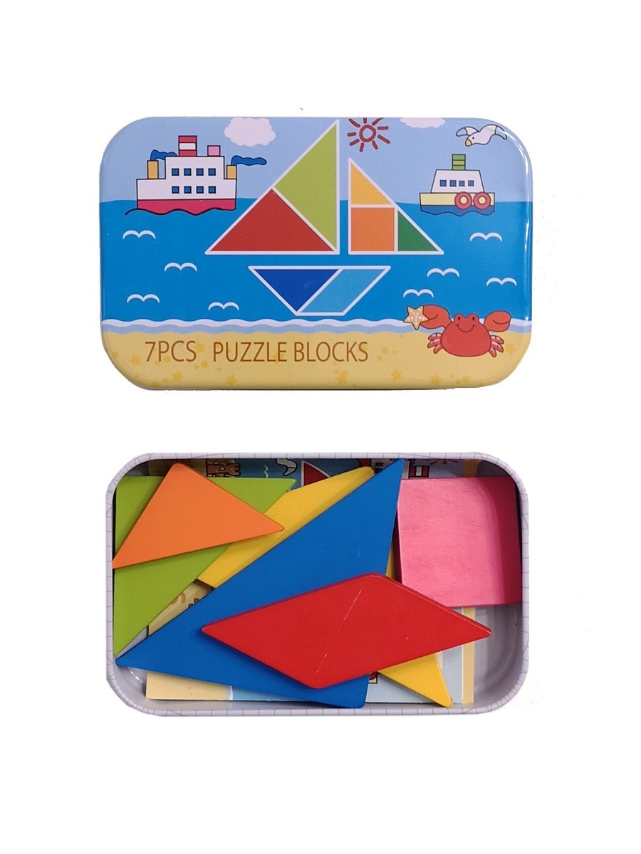 Развивающая головоломка деревянный танграм SHAPES PUZZLE 130 заданий, 7 ...