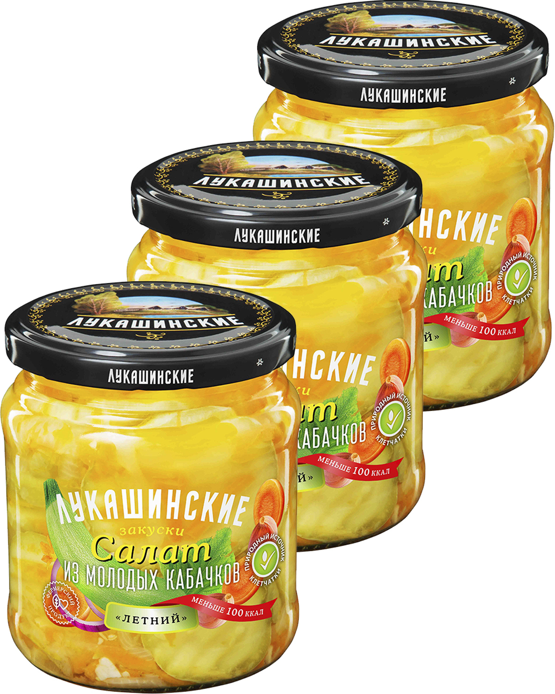 Салат "Летний" "Лукашинские" из молодых кабачков 480г. 3шт — купить в ...