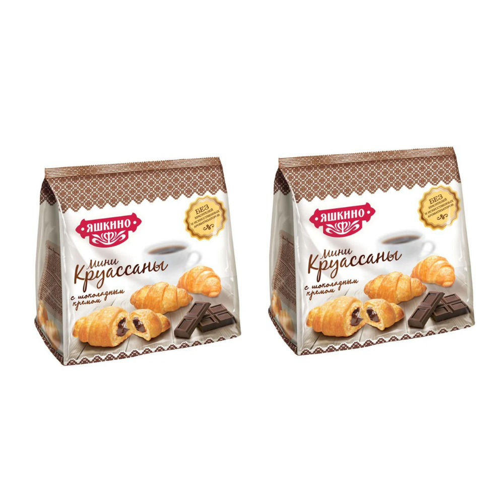 Яшкино, мини-круассаны с шоколадным кремом, 180 г, 2 уп — купить в ...