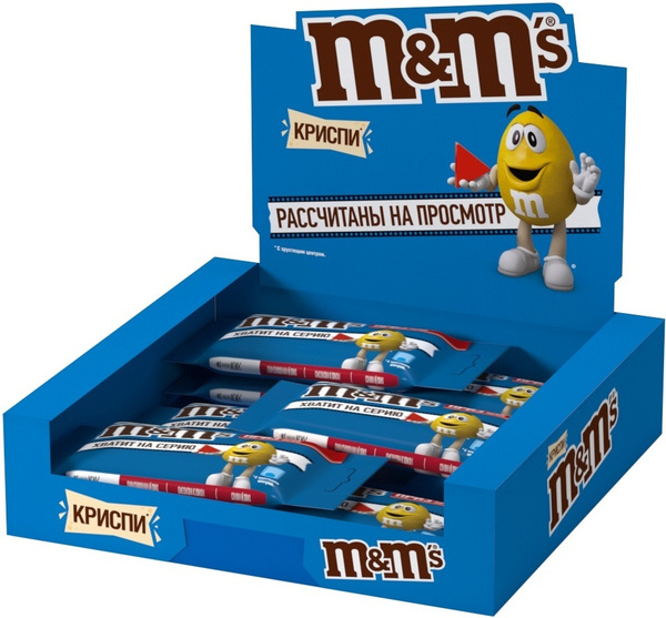 Конфеты шоколадные драже M&M's Криспи, 32 шт по 36 г /Хрустящий центр ...