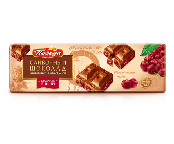 Шоколад Победа вкуса сливочный с кусочками вишни, 250 г - купить с ...