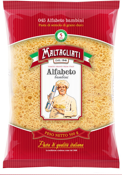 Макаронные изделия Maltagliati алфавит Alfabeto, 450 г - купить с ...