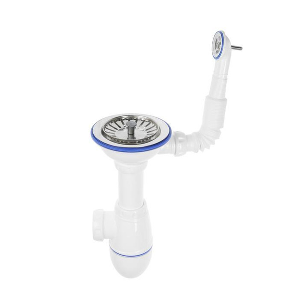 Сифон для мойки Unicorn B411P, 3 1 2"х40 мм, с круглым переливом, ручка ...