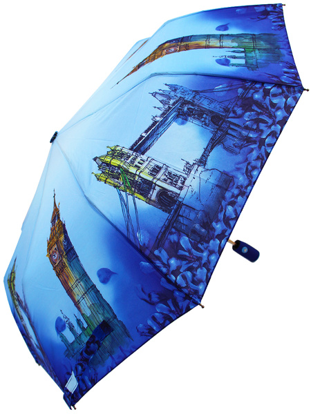 Зонт Popular Umbrella, Полуавтомат, 3 сложения, голубой купить по ...
