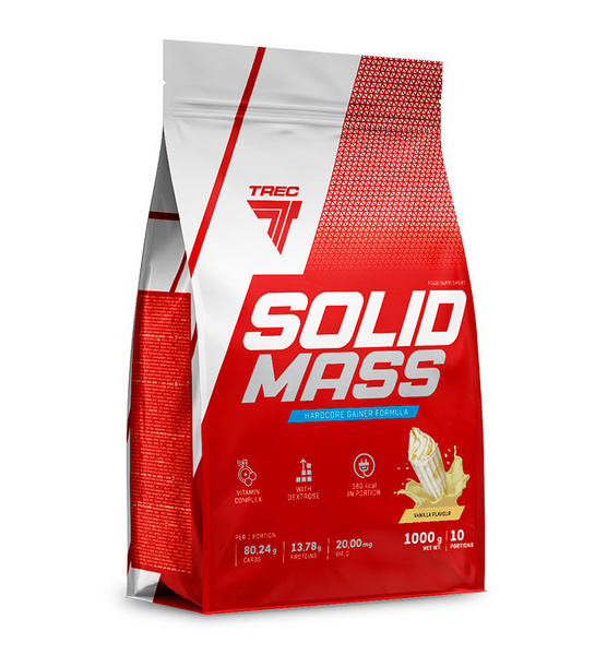 Гейнер для набора массы, 1 кг, Trec Nutrition Solid Mass, вкус: ваниль ...