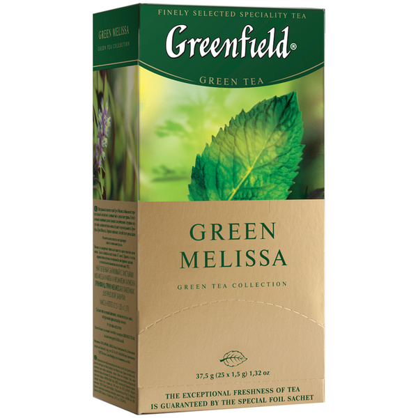 Чай Greenfield "Green Melissa", зеленый с мелиссой, 25 фольг. пакетиков ...