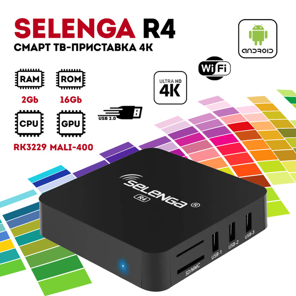 Медиаплеер 4K SELENGA R4, черный, Android купить c доставкой на OZON по низкой цене (484253782)