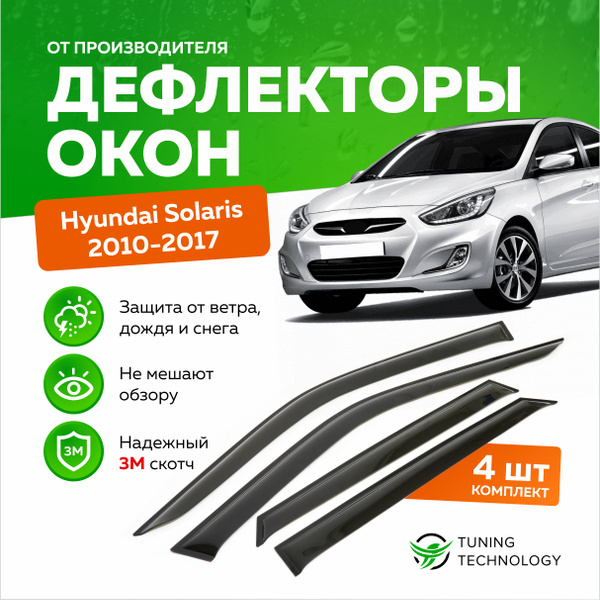 Дефлектор для окон ТТ TT003 для Hyundai Solaris купить по выгодной цене в интернет-магазине OZON ...