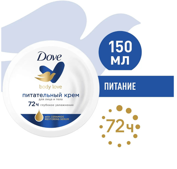 Dove Крем питательный для лица Для всех типов кожи, 150 мл - купить с ...