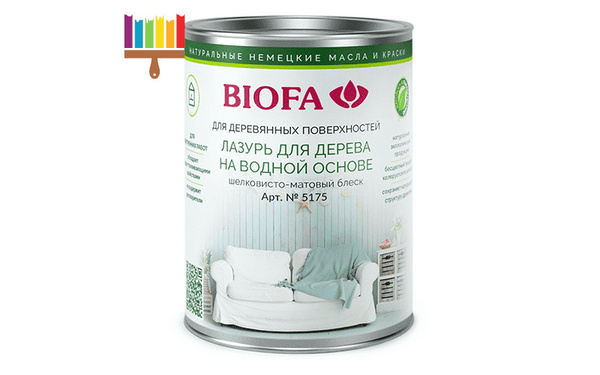 Лазурь для дерева Biofa 5175 (на водной основе) / Лазурь для дерева Биофа 5175 / 0.375 л ...