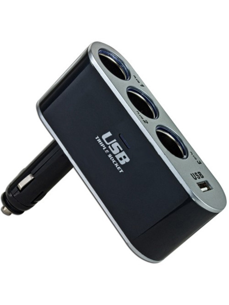 Автомобильный разветвитель прикуривателя на 3 гнезда + USB / Переходник ...