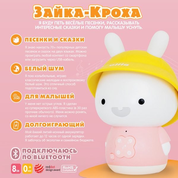 Музыкальная развивающая игрушка Зайка-Кроха alilo G9 для малышей от 0 ...