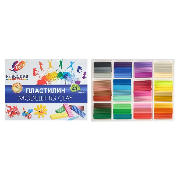 Пластилин 40 цветов 800 г "Классика" - купить с доставкой по выгодным ...