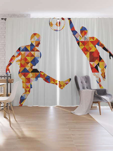 Фотошторы для кухни и спальни JoyArty Oxford DeLuxe "Яркая битва", 2 полотна со шторной лентой ...