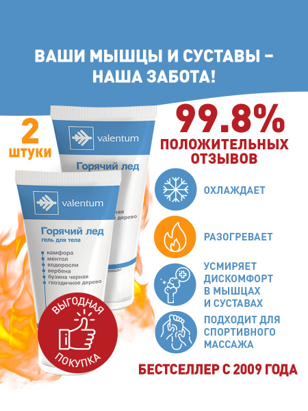 Охлаждающий и разогревающий гель для тела Горячий лед VALENTUM - набор ...