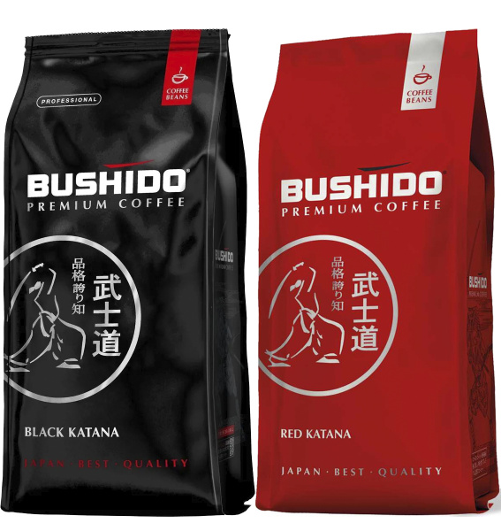 Кофе в зернах BUSHIDO набор (Black Katana / Red Katana) , арабика, 1 кг ...