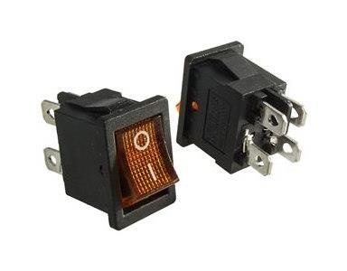Клавишный 21х15 4pin желтый с подсветкой MIRS-201(A) on-off выключатель ...