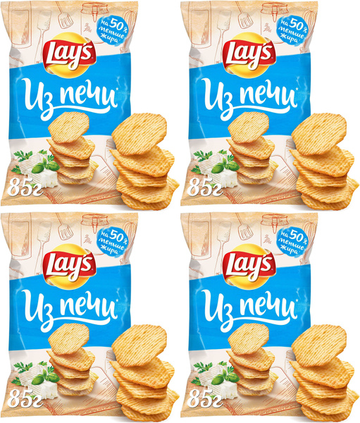 Чипсы картофельные Lay's Из печи Нежный сыр с зеленью 85 г в упаковке, комплект: 4 упаковки ...