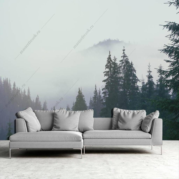 Фотообои бесшовные Лес в тумане В260 см х Ш390 см; Master Fresok ...
