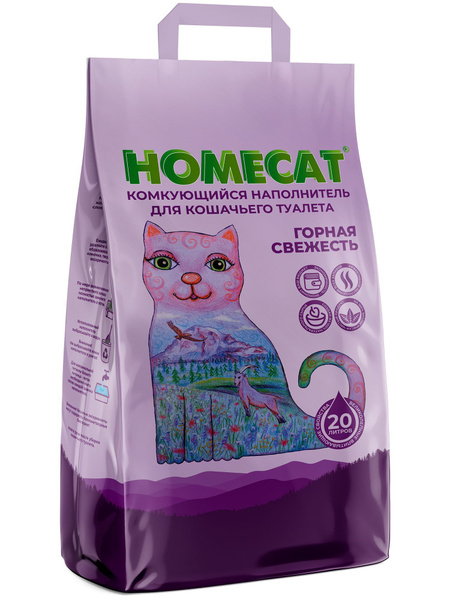 Наполнитель глиняный для кошачьего туалета Homecat, комкующийся, без ...