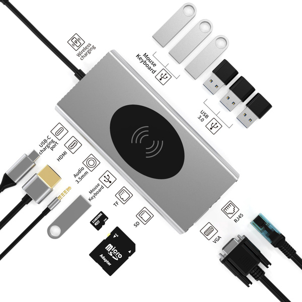 Type C хаб картридер Micro Sd Адаптер переходник 15 в 1 Type C Hdmi