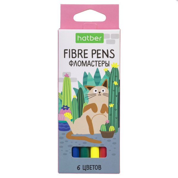 Фломастеры Hatber ECO Кис-Кис 6 цветов в картонной коробке с европодвесом купить на OZON по ...