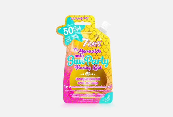 Солнцезащитный крем для лица spf 50 pa+++ 7days sun party blazing light ...