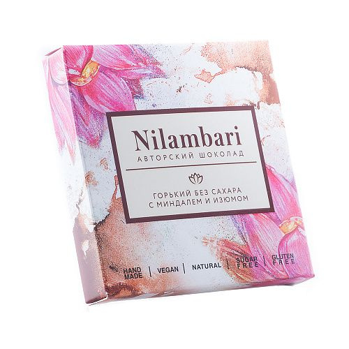 Nilambari Шоколад горький "Миндаль и изюм", 65 гр - купить с доставкой ...