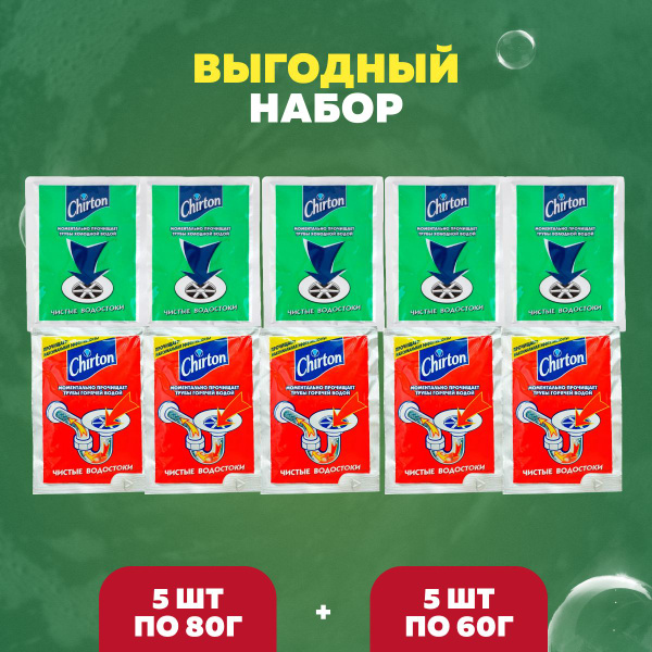 CHIRTON Средство для прочистки сливных труб холодной+горячей водой ...